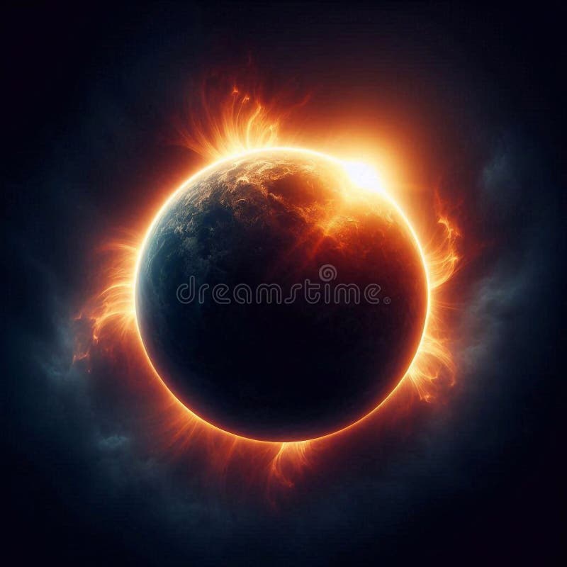 Solar Eclipse. View from Space. Generated AI Stock Illustration ...