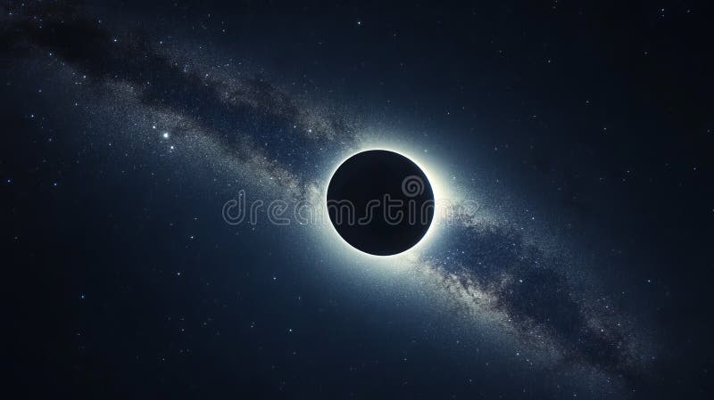 Solar Eclipse with Visible Milky Way Galaxy and Bright Starry Sky ...