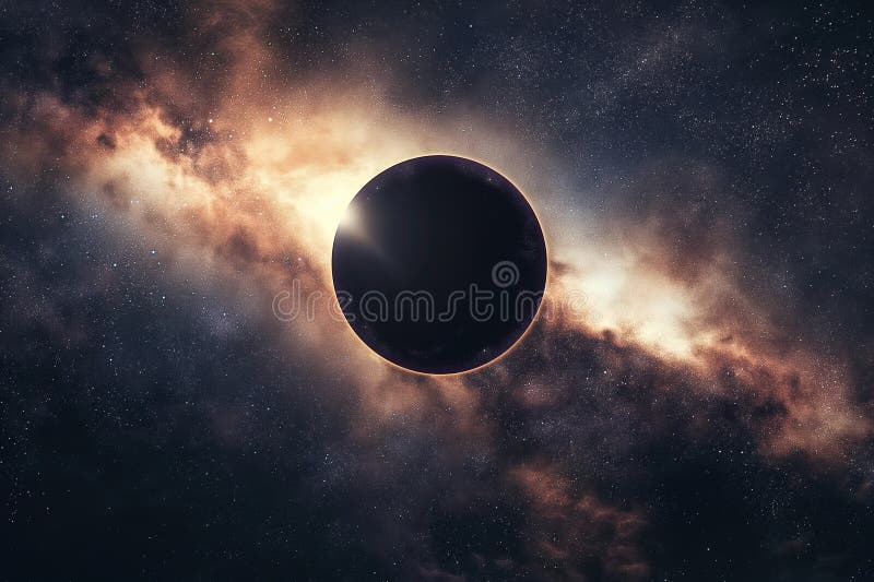 Solar Eclipse with Vivid Milky Way Backdrop Stock Illustration ...