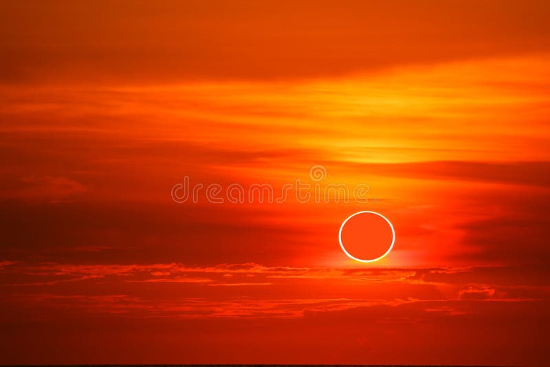 Solar Eclipses Occur in the Sky while the Sunset Times Stock Image ...