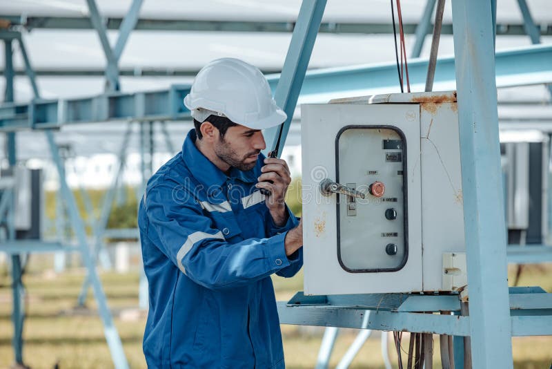 Solar Electric Installer and Practitioner Inspect Electrical Systems ...