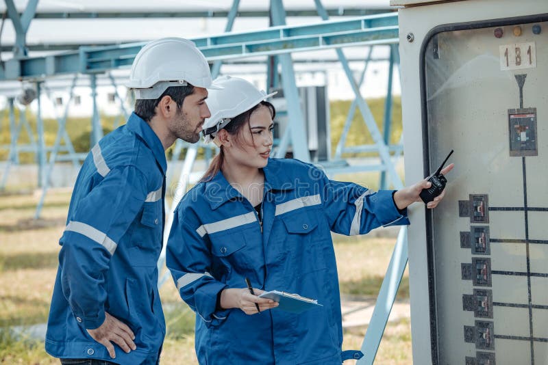 Solar Electric Installer and Practitioner Inspect Electrical Systems ...