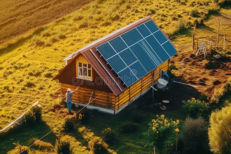 Solar Electric Panels, Modern Technologies in a Private Home. Renewable ...