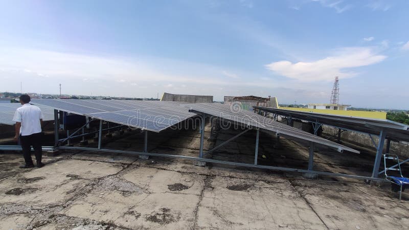 Solar Electricity Installed on the Rooftop Properly Stock Image - Image ...