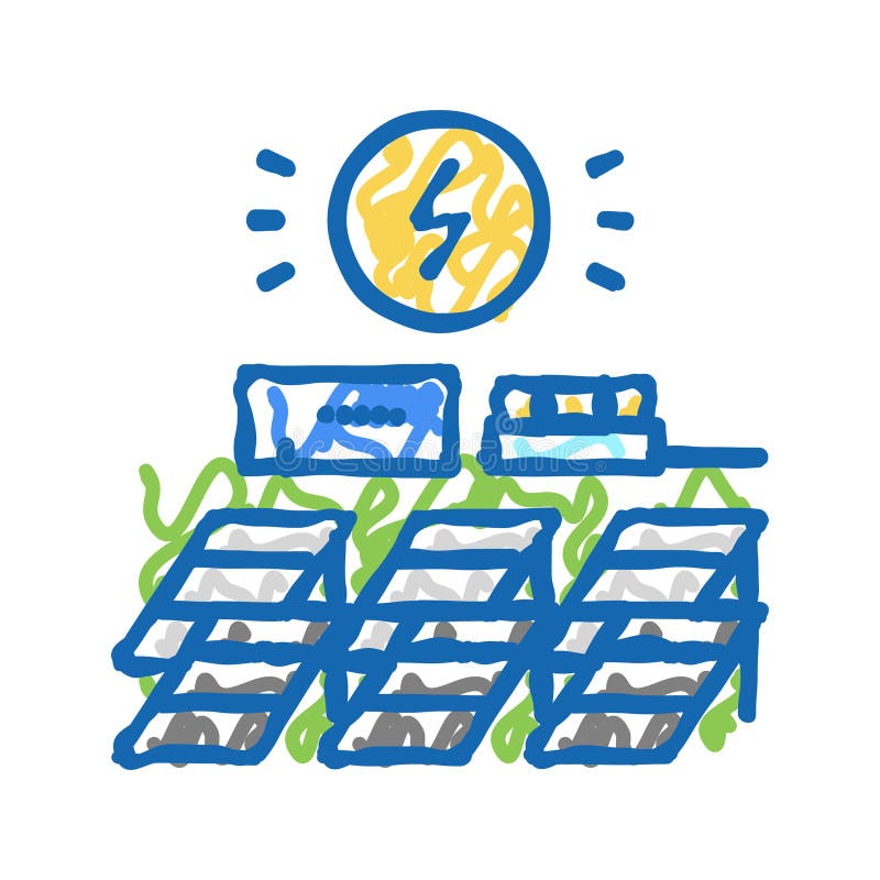 Solar Electricity Panel Icon Doodle Illustration Stock Illustration ...