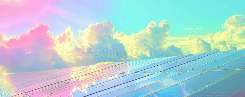 Solar Energy Background with an Array of Solar Panels Under a Vivid ...