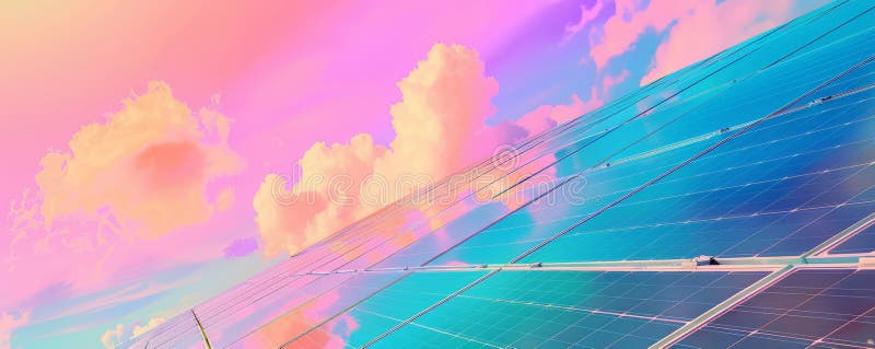 Solar Energy Background with an Array of Solar Panels Under a Vivid ...