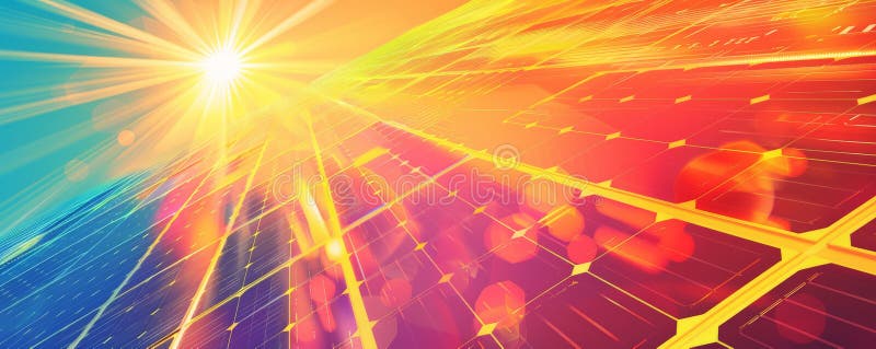Solar Energy Background with a Dynamic Sunburst Effect and Stylized ...