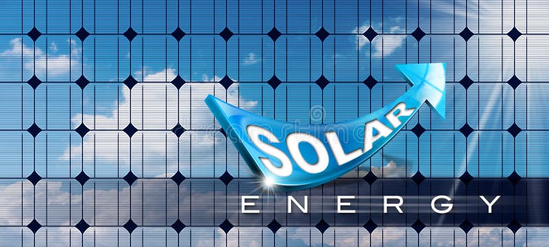 Solar Energy - Blue Arrow and Solar Panel Stock Illustration ...