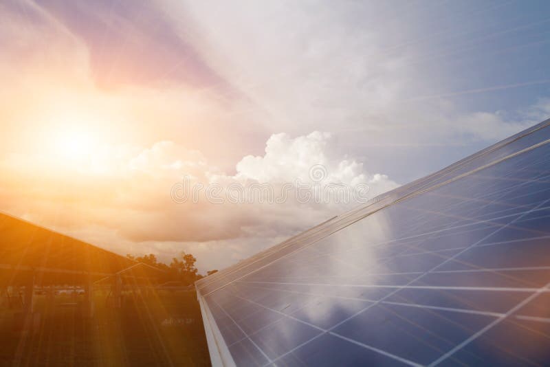 Solar Energy with Blue Sky, it`s Clean and Energy for Free Use. Stock ...
