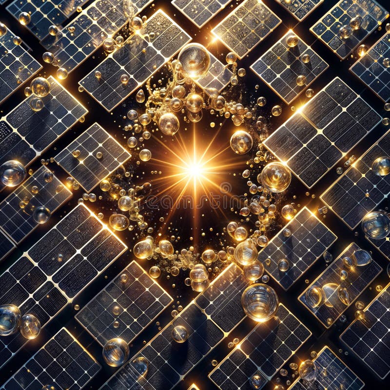 Solar Burst: Panels in Circular Pattern with Energy Symbols, Generative ...