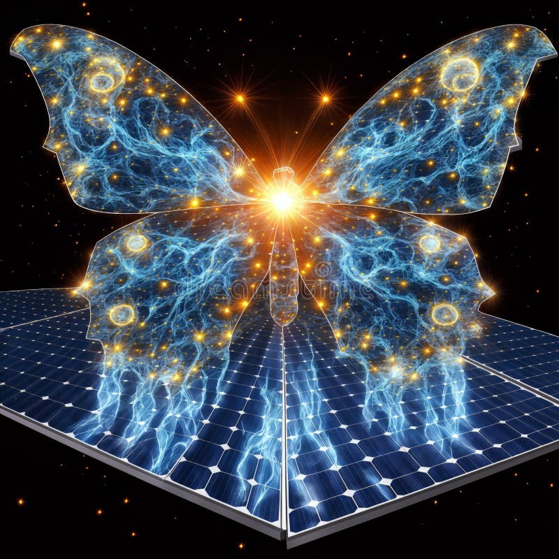 Solar Energy with Butterfly, 3d Illustration, Computer Generated Images ...