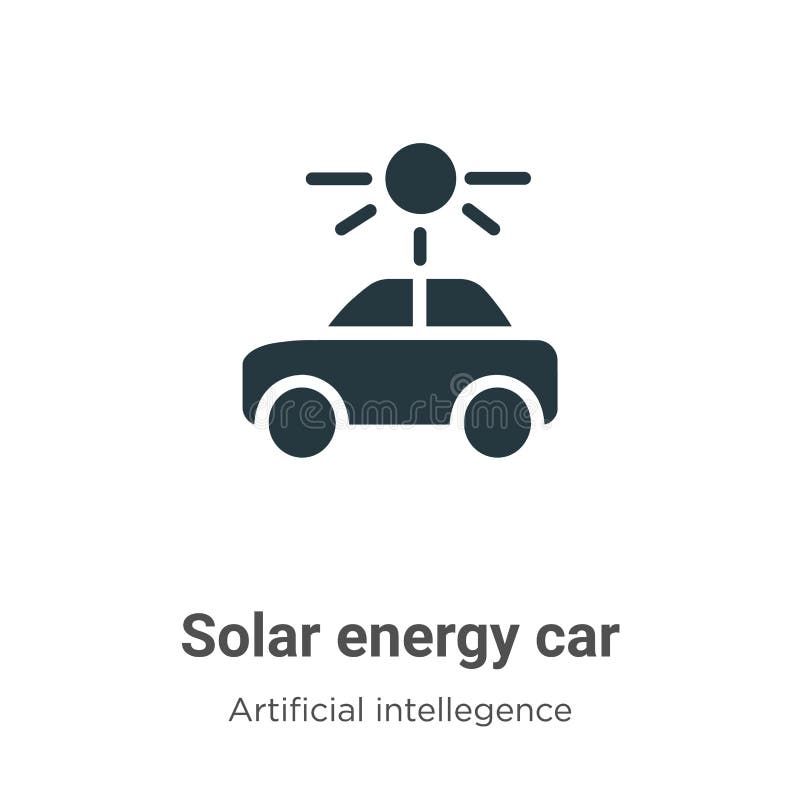 Solar Energy Car Vector Icon on White Background. Flat Vector Solar ...