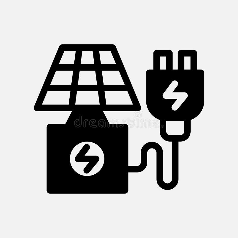 Solar Energy Charging Icon Semi Solid, Free Energy and Green Energy ...