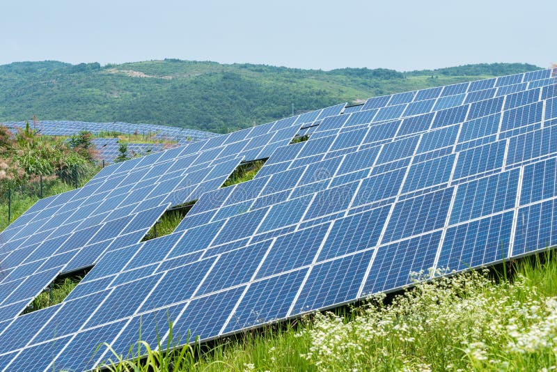 Solar Energy Closeup on Mountain Stock Photo - Image of photovoltaic ...