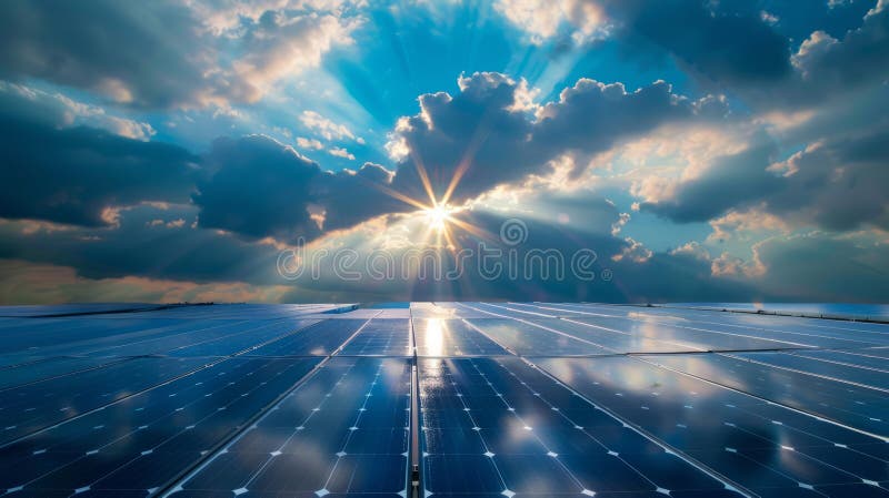 Solar Energy Concept with Rays of Sunlight Breaking through Cloud Stock ...