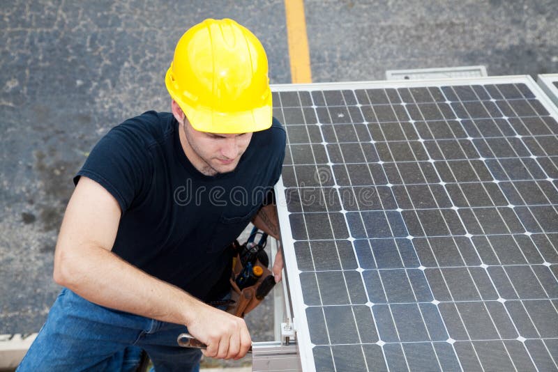 Solar Energy - Electrician Working Stock Photo - Image of environment ...