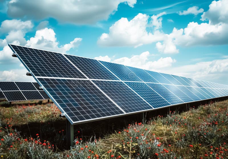 Solar Energy Generated by Photovoltaic Panels. AI Generated Stock ...