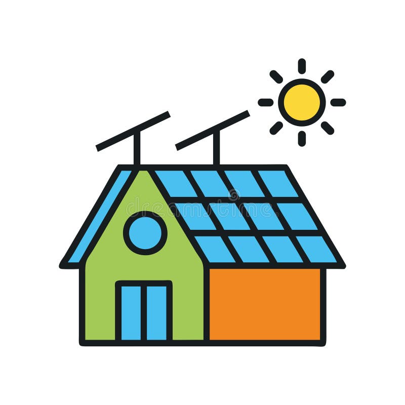 Solar Energy House Panel Icon Stock Vector - Illustration of ...