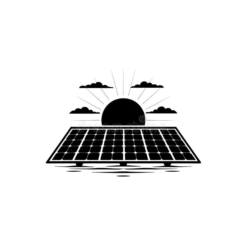 Solar Energy Icon with Sun and Solar Panels - Clean and Sustainable ...
