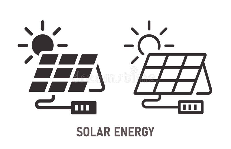 Solar Energy Icon on White Background. Vector Illustration. Stock ...