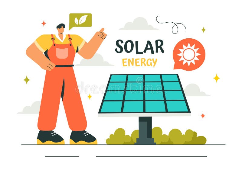 Solar Energy Installation Vector Illustration Featuring Home Service ...