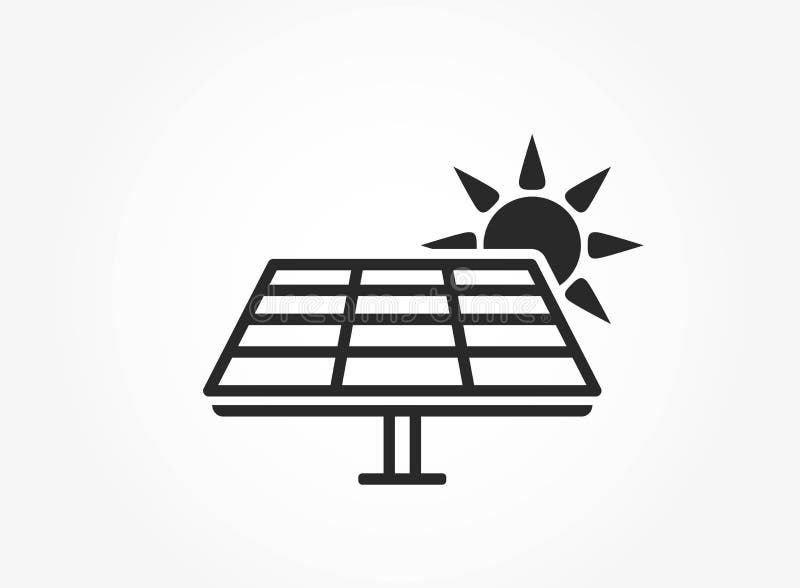 Solar Energy Icon. Solar Panel with Sun. Sustainable Renewable and ...