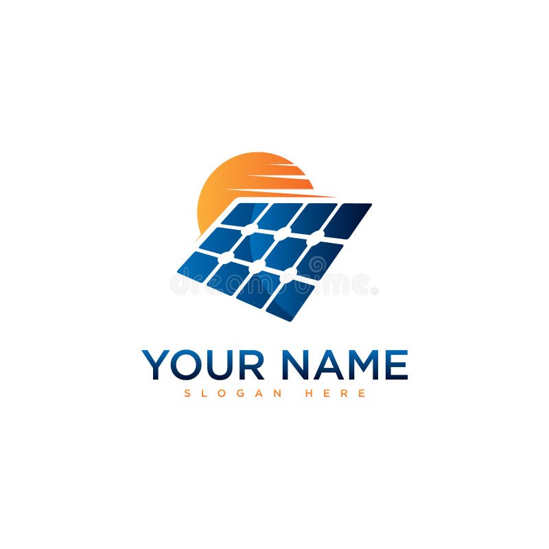 Solar Energy Logo with Abstract Sun and Pannel Stock Vector ...