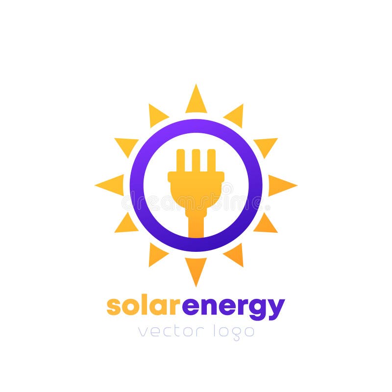 Solar Energy Logo, Sun and Electric Plug, Vector Stock Vector ...