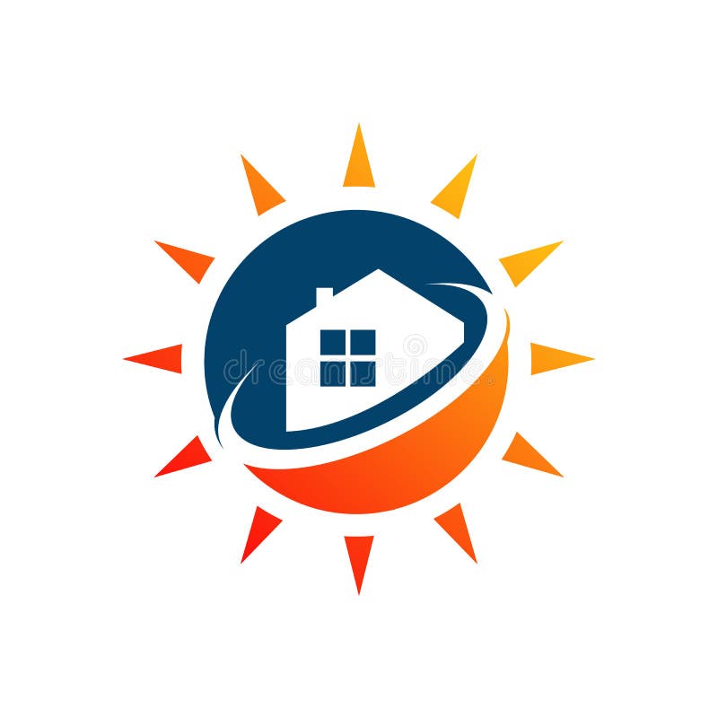 Sun and Roof Design Template Solar Power Logo Vector Icon Illustration ...