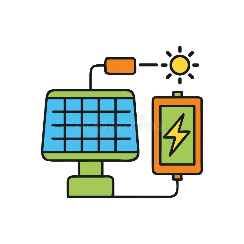 Solar Energy Panel Charging System Icon Stock Vector - Illustration of ...