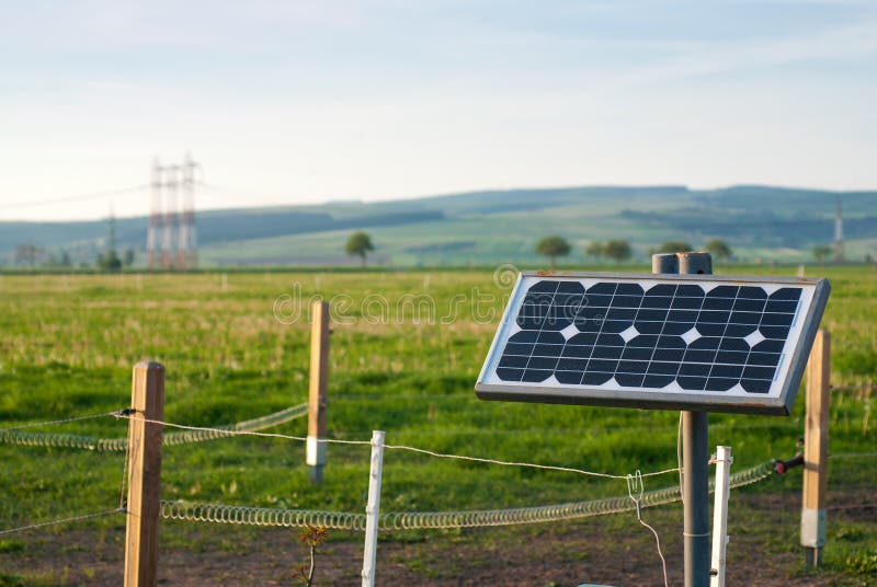 Solar Energy Panel with Electric Fence Stock Image - Image of nature ...