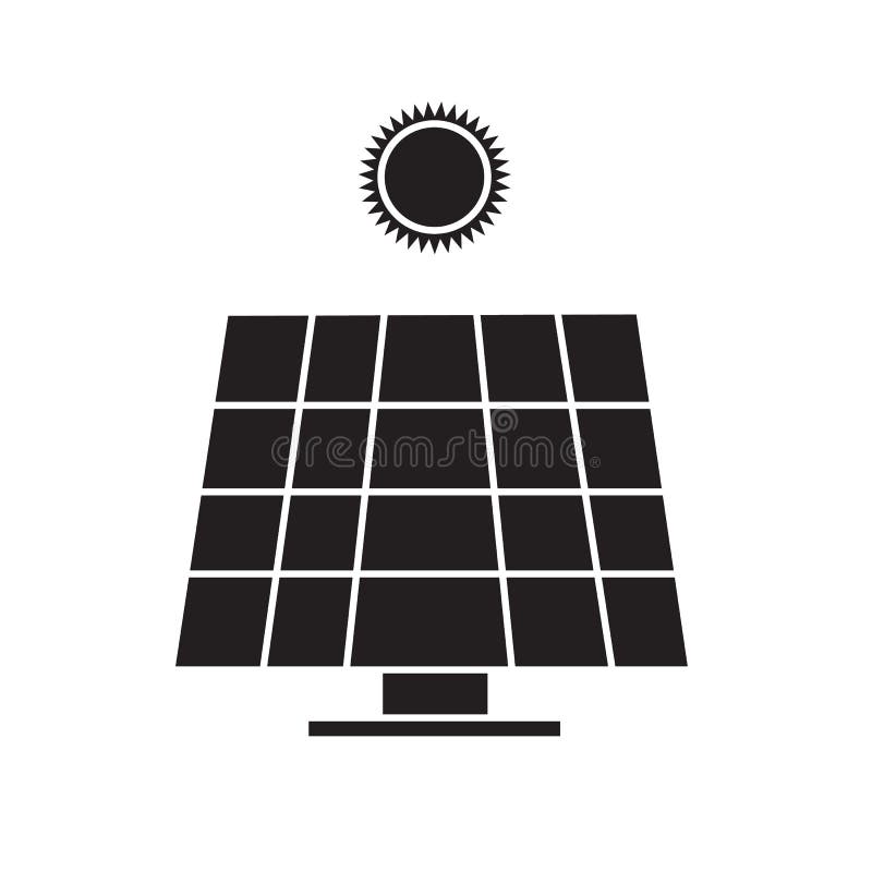 Solar Panels Technology Black White Icon Set Stock Illustrations – 49 ...
