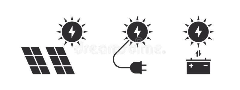 Solar Energy. Solar Panel Icons. Green Energy Icon Set. Icons of ...