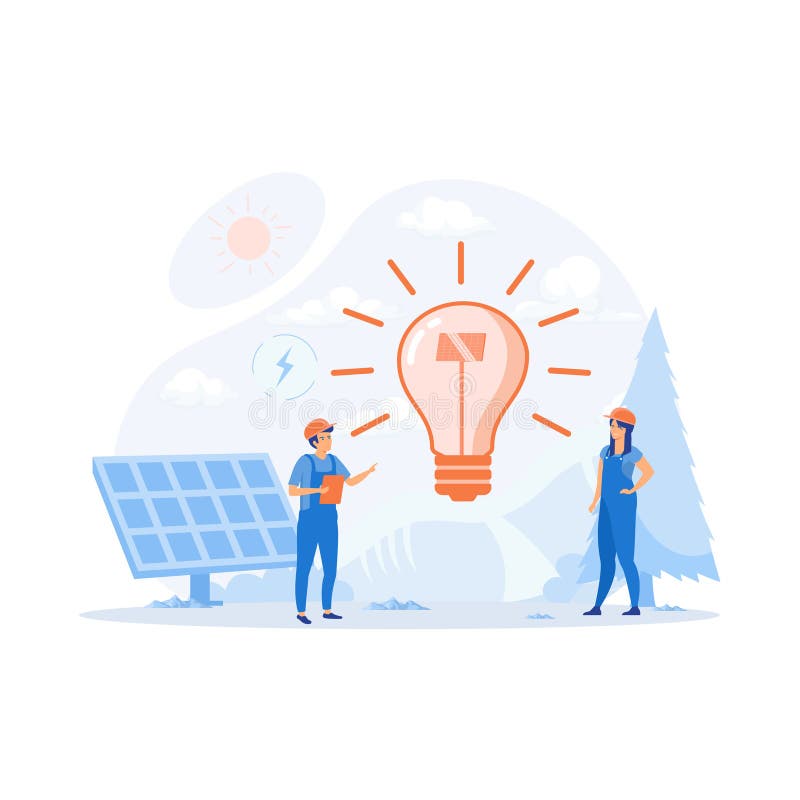 Solar Energy Panel Instalation. Field Worker and Project Manager ...