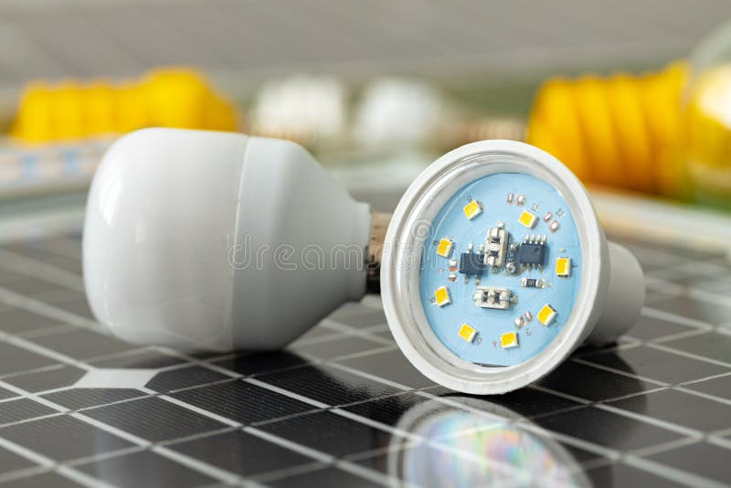 Solar Energy Panel and Light Bulb, Green Energy Stock Photo - Image of ...