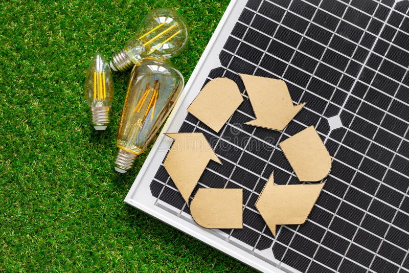 Solar Energy Panel and Light Bulb, Green Energy Stock Photo - Image of ...