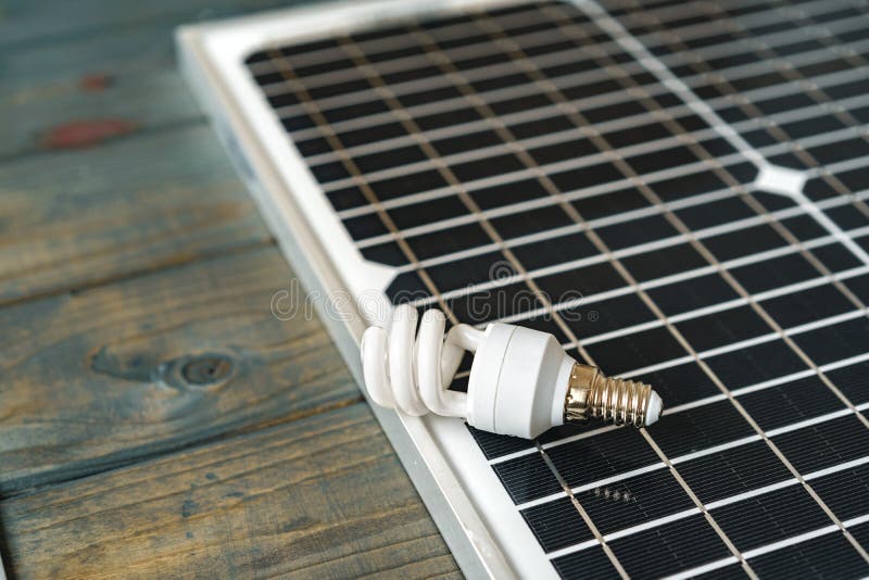 Solar Energy Panel and Light Bulb, Green Energy Stock Image - Image of ...