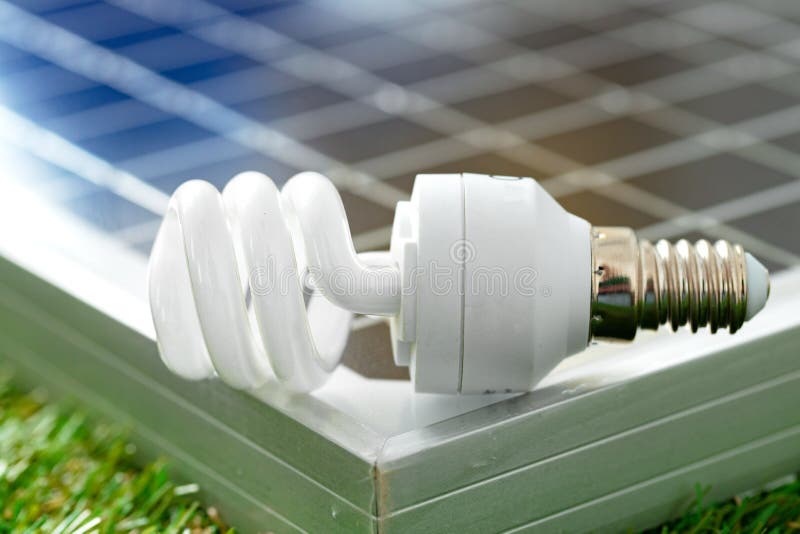 Solar Energy Panel and Light Bulb, Green Energy Stock Image - Image of ...