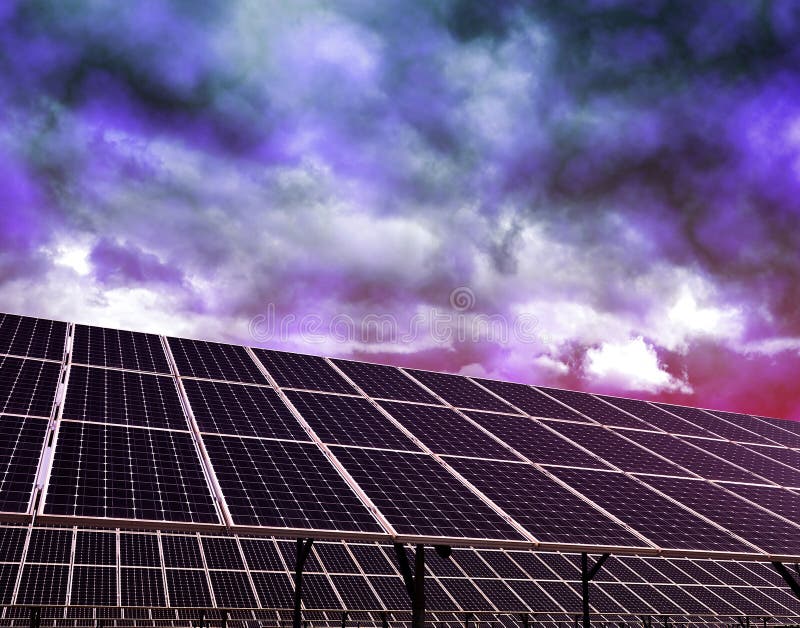 Solar Energy Panels Against Storm Clouds Stock Photo - Image of ...