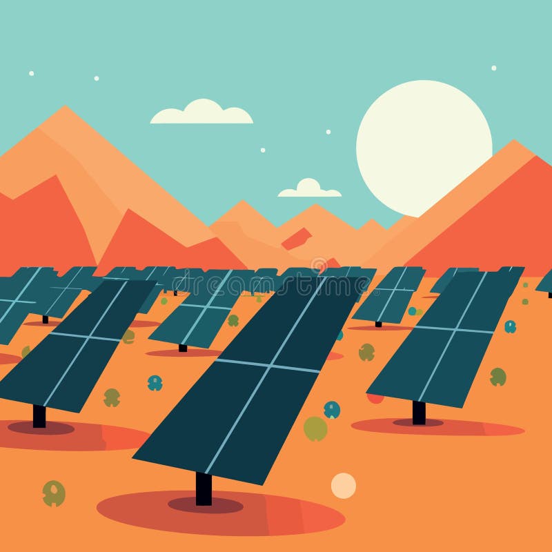 Solar Energy Panels In A Desert Stock Vector Illustration Of Panels Environmental 275280107