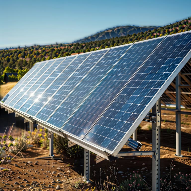 Natural Solar: Panels in Natural Setting, Generative Ai Stock ...