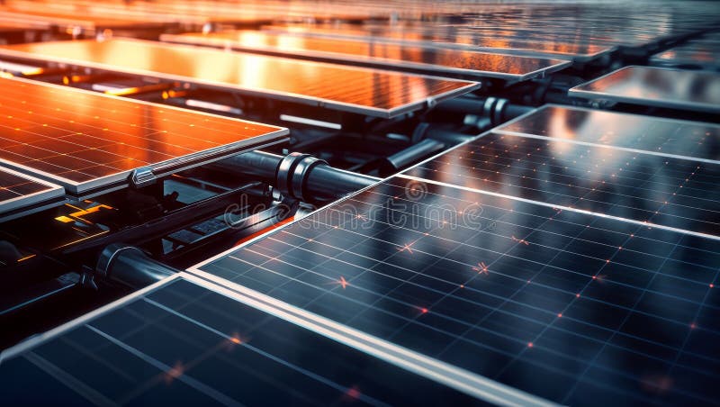 Solar Energy Panels in Solar Power Station 3d Rendering Image ...