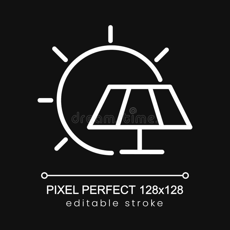 Solar Energy Pixel Perfect White Linear Icon for Dark Theme Stock ...