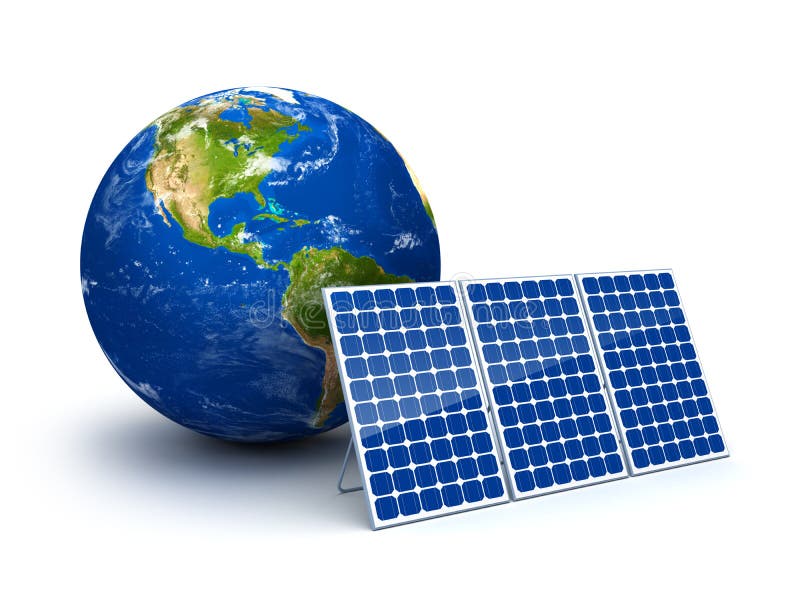 Solar Energy for Planet Earth Stock Illustration - Illustration of ...