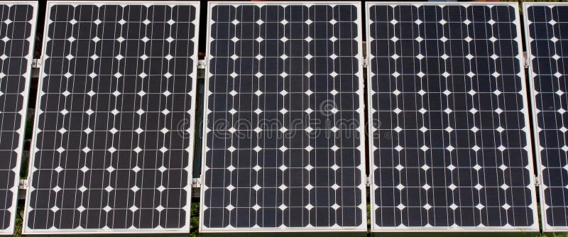 Three Solar Panels in an Array Stock Image - Image of active, green ...