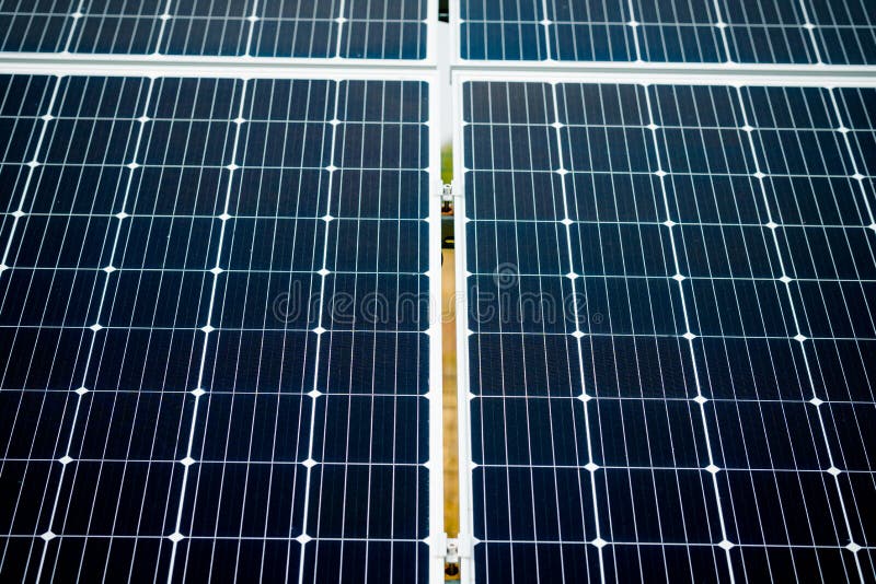 Solar Energy Production Plant Outdoor, Front View Stock Image - Image ...