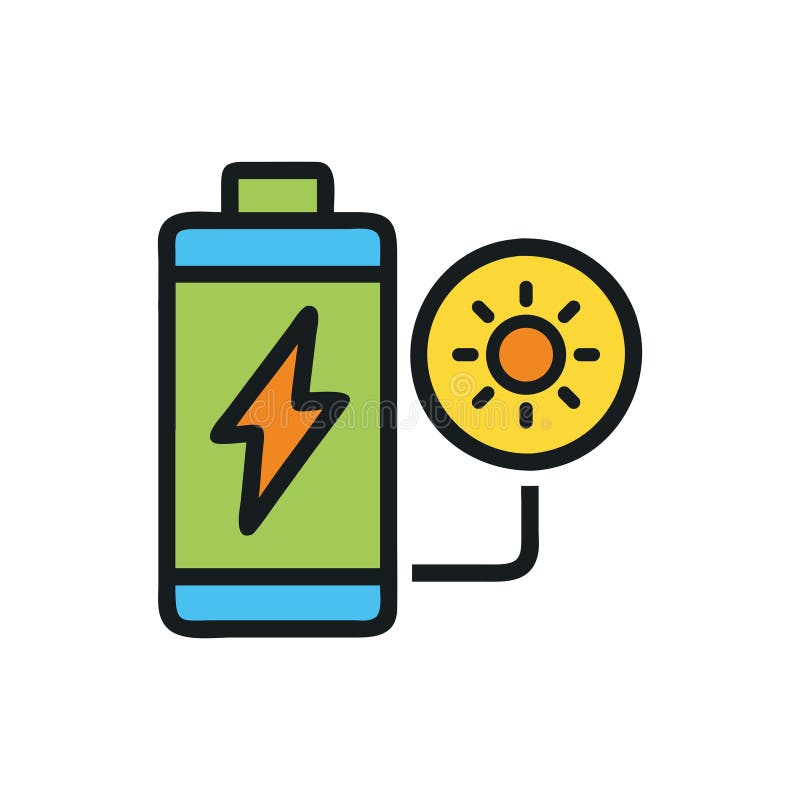 Solar Energy Rechargeable Battery Icon Stock Vector - Illustration of ...