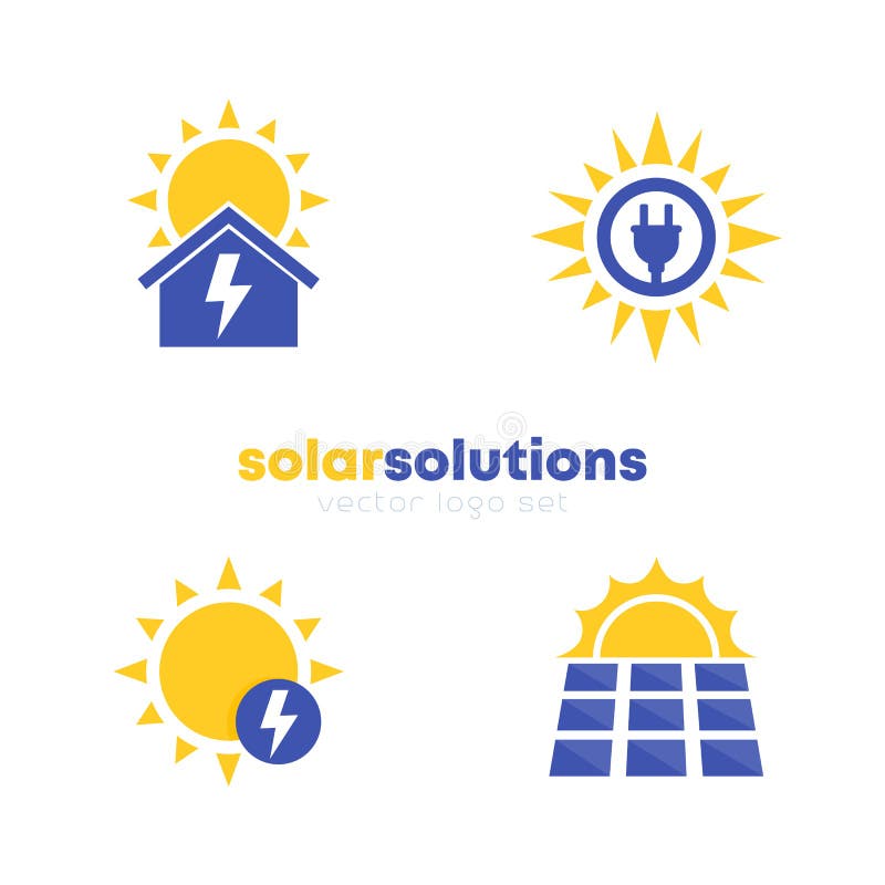 Solar Energy Solutions Logo Set, Vector Stock Vector - Illustration of ...