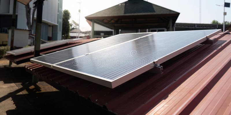 Solar Energy Systems. Solar Panels Installed on a Rooftop in Sunlight ...